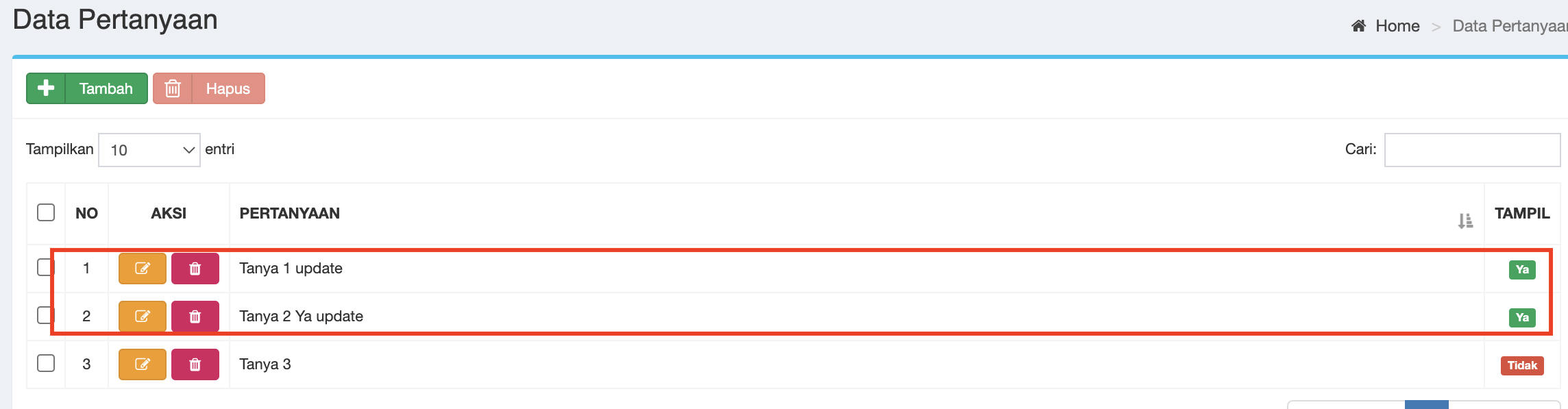 Bug/error: buku tamu jika pertanyaan di perbarui maka pertanyaan yang tersimpan ikut berubah ...