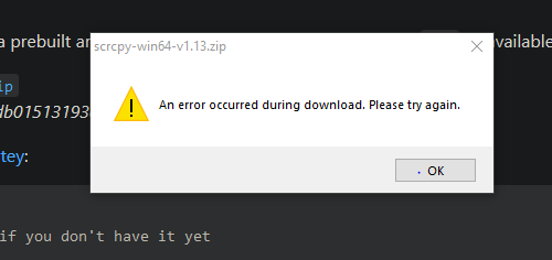 Download link not working · Issue #1432 · Genymobile/scrcpy · GitHub