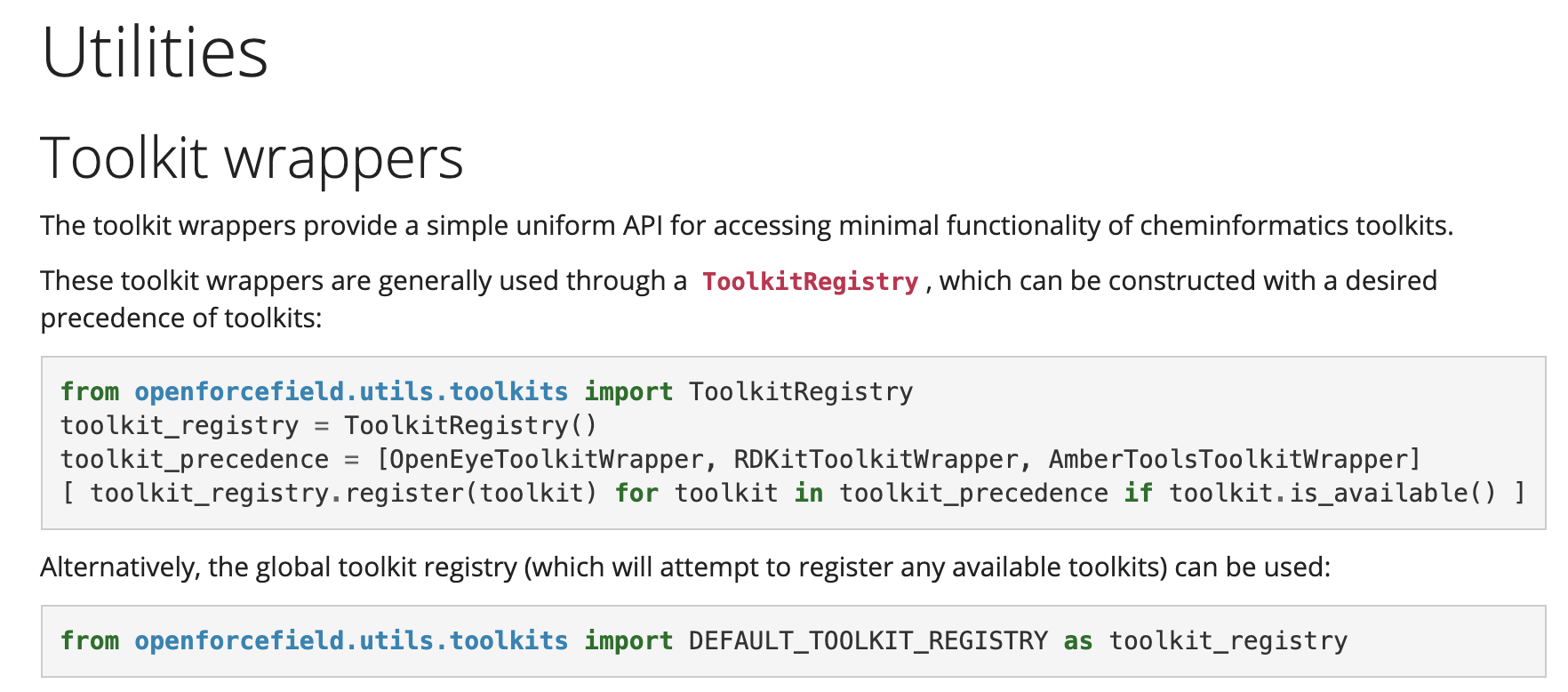 Update docs on how to modify global toolkit registry or use alternate ...