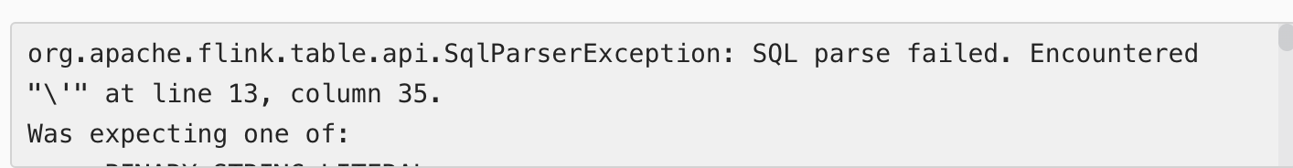 [Bug] [数据开发] flinksql 双引号报错 · Issue #1384 · DataLinkDC/dinky · GitHub