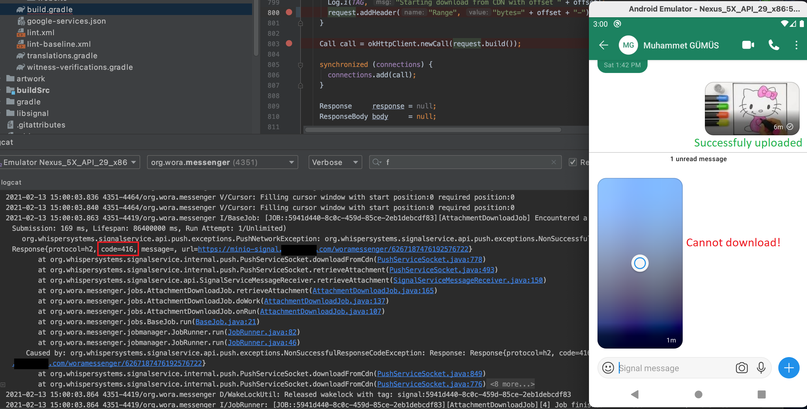 Cannot download attachments in Android App using Minio? · Issue #32 · madeindra/signal-setup ...