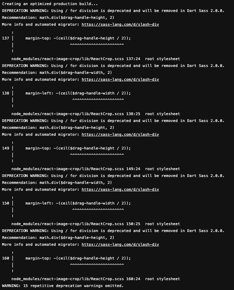 Deprecation Warning For Division By Dart Sass While Building · Issue 426 · Sekoyoreact Image 9709