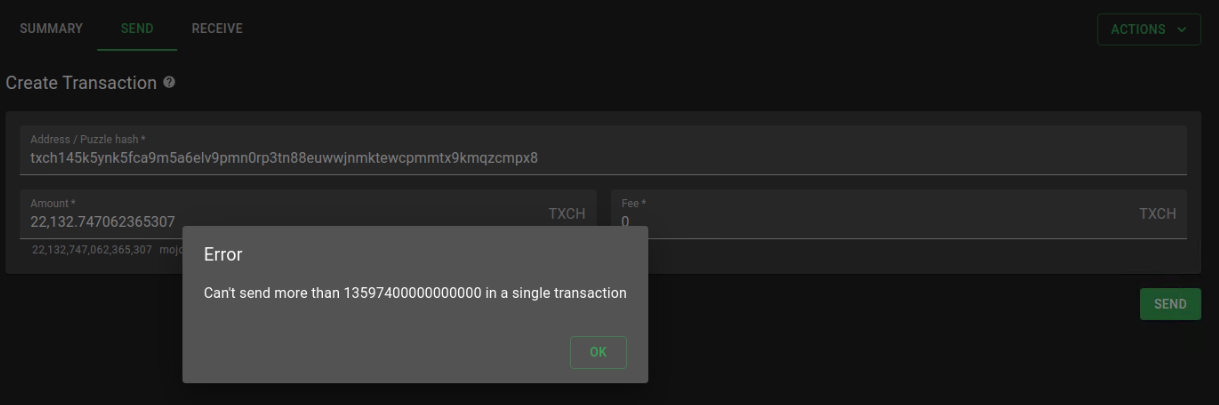 [Bug] - sending more XCH then in the wallet doesn't return user friendly error · Issue #13737 ...