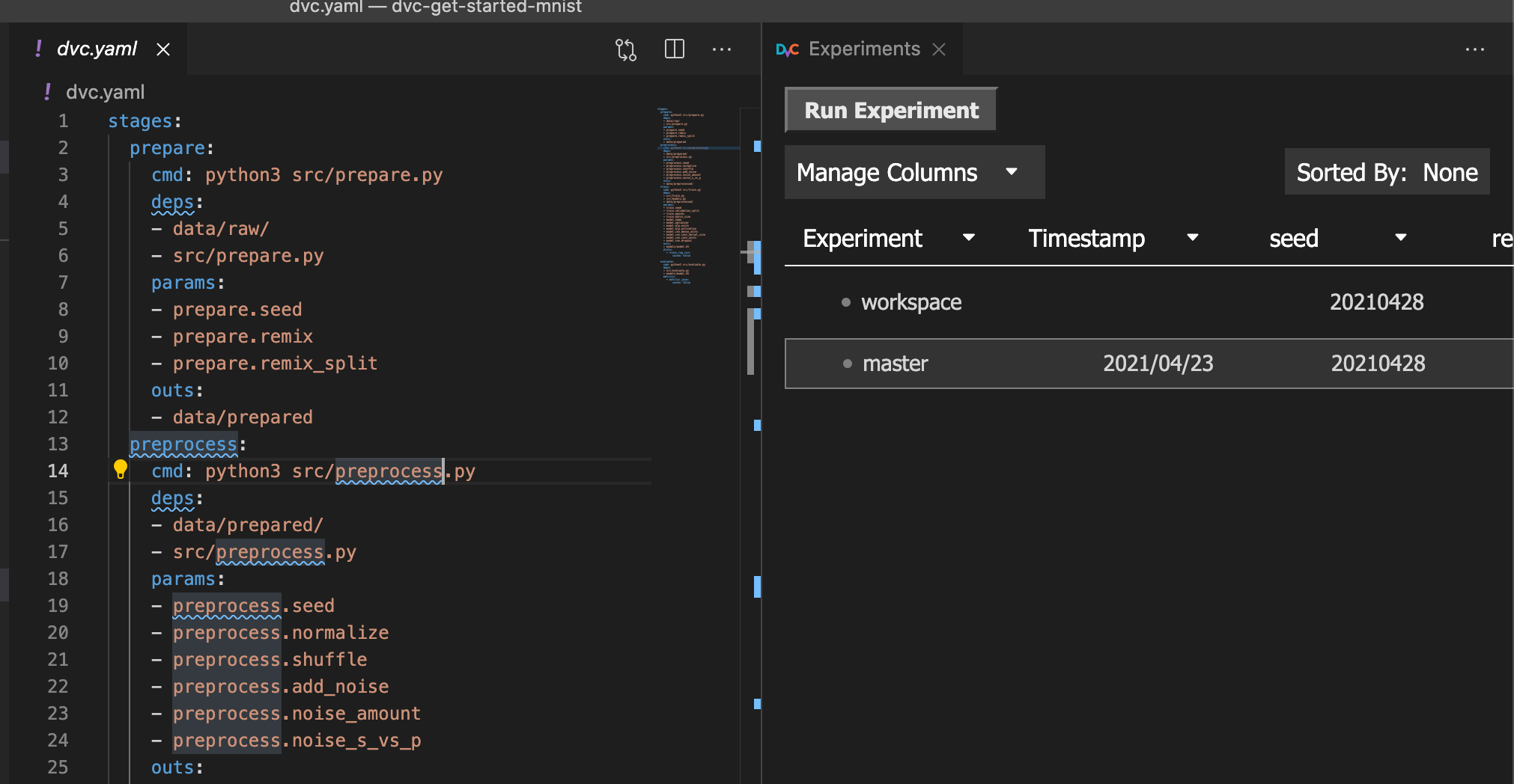 Experiment Views Should Not Open In A Split Mode · Issue 332 · Iterativevscode Dvc · Github