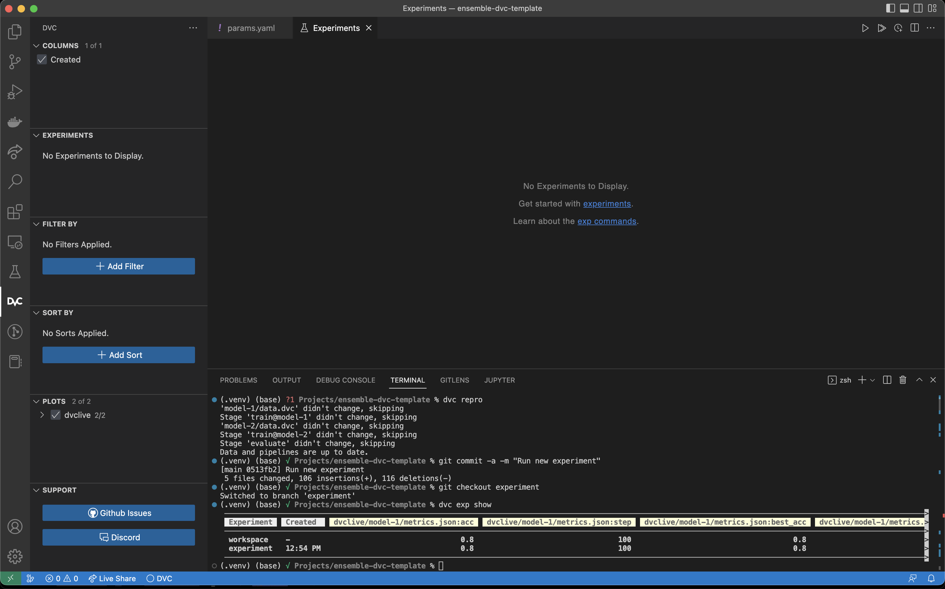 Experiments Table Is Broken On A Branch Wo History · Issue 2703 · Iterativevscode Dvc · Github 