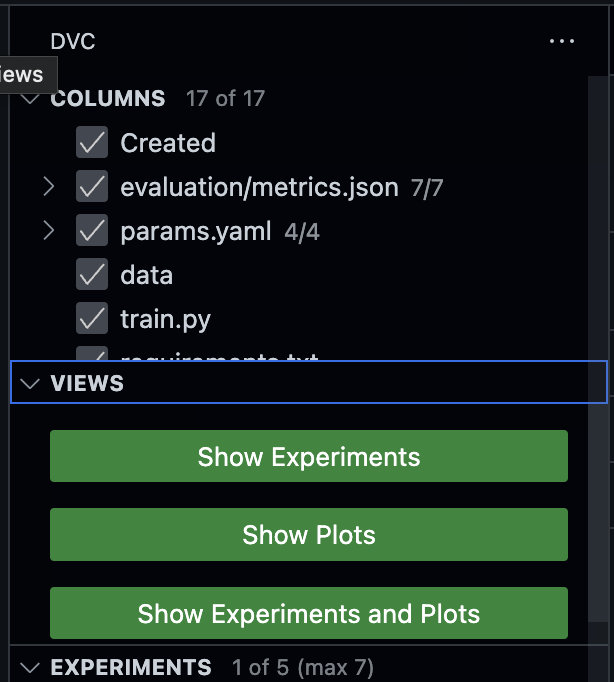 Move Views side panel to the very top · Issue #2900 · iterative/vscode-dvc · GitHub