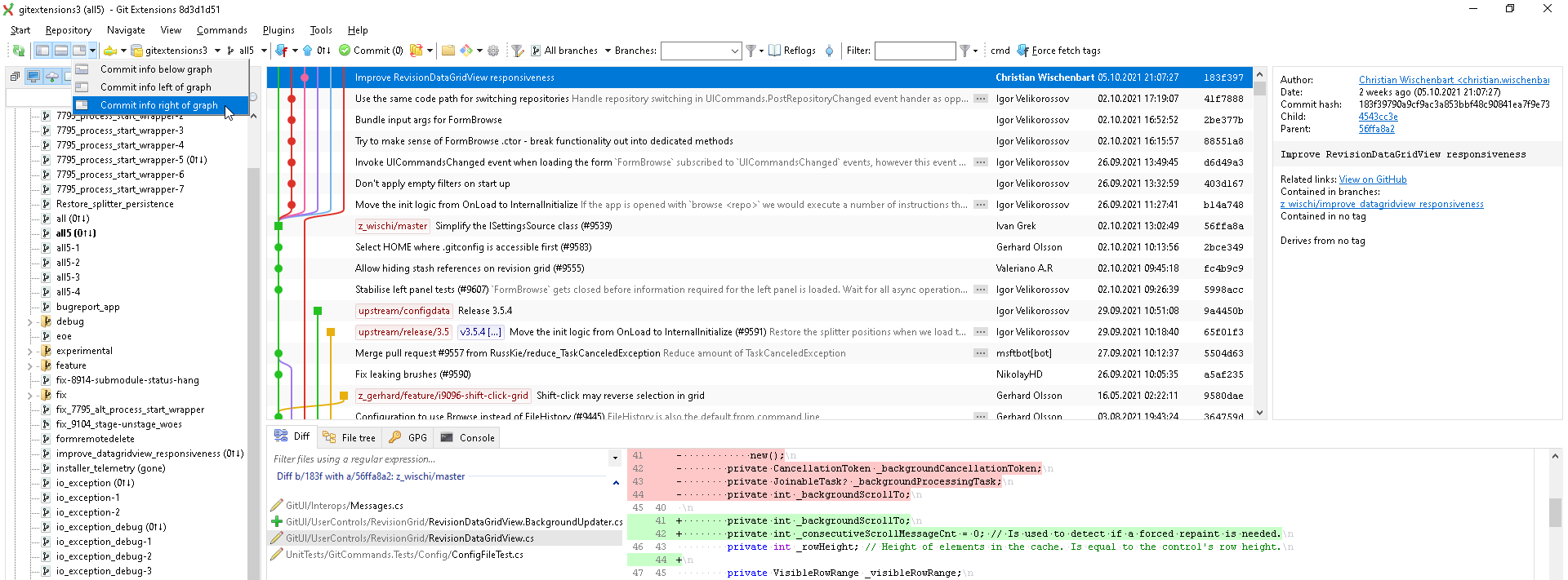 Feature Request: swap 'Commit' and 'Diff' tabs · Issue #9656 · gitextensions/gitextensions · GitHub