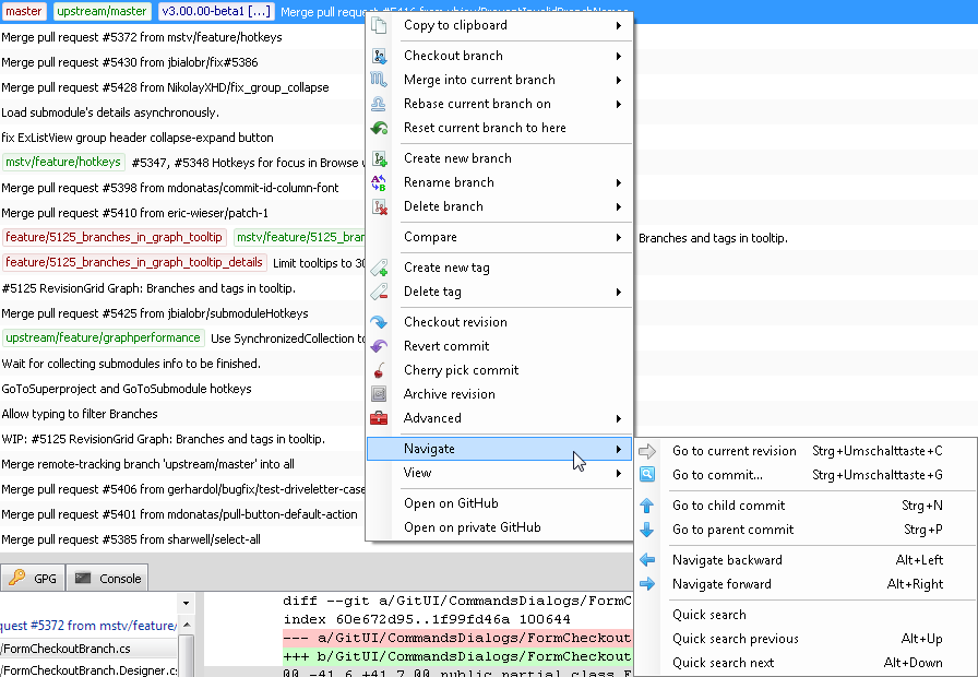 Show keyboard shortcuts for all navigation menu items · Issue #5433 · gitextensions ...