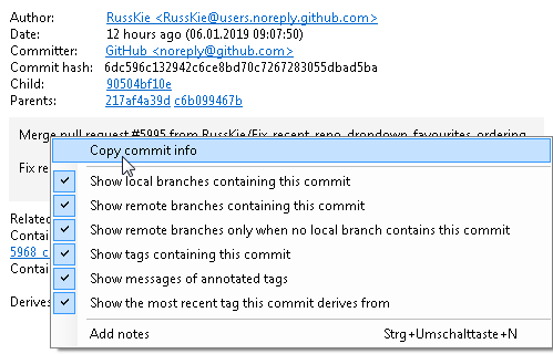 Copy Commit Info distorts the Commit Info display · Issue #6045 · gitextensions/gitextensions ...
