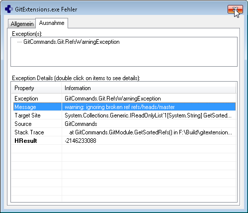 Unhandled RefsWarningException "warning: ignoring broken ref" · Issue #6516 · gitextensions ...