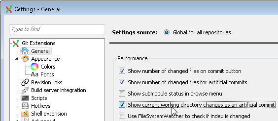 Enable "Show current directory changes in revision graph" by default ...