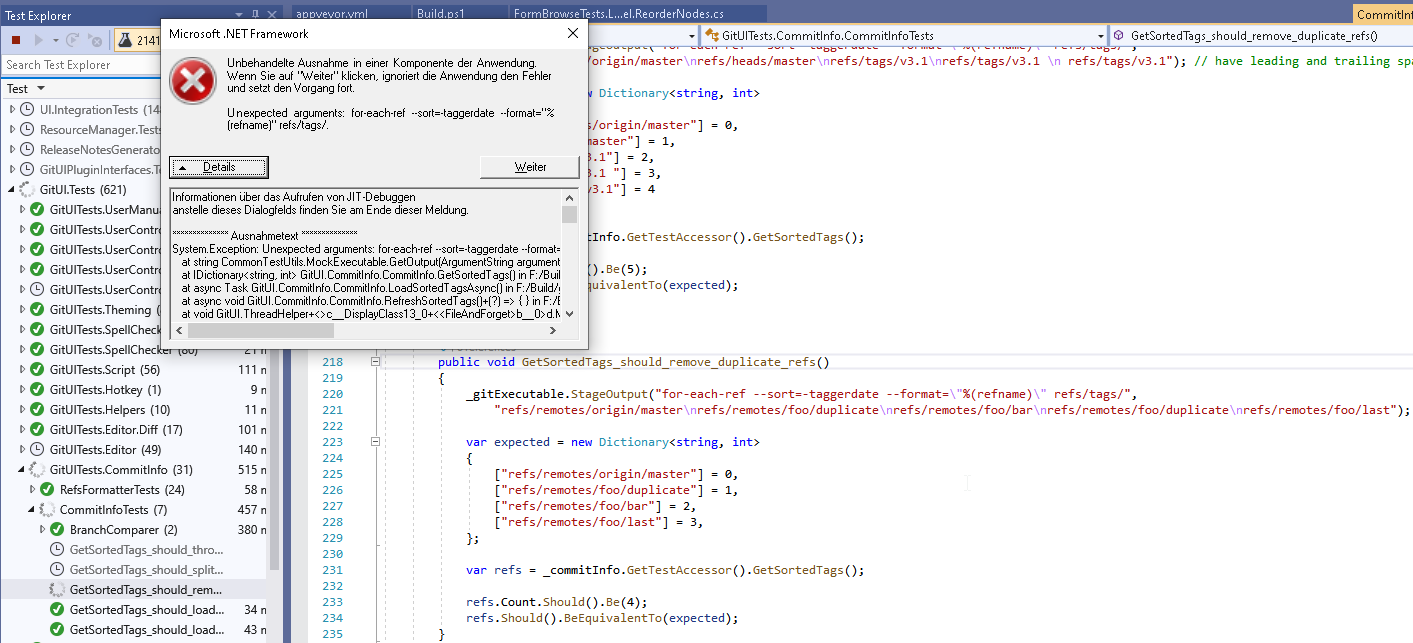 Local test hang: unhandled exception popup · Issue #7725 ...