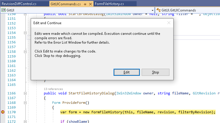 Cannot continue in debugger · Issue #7980 · gitextensions/gitextensions · GitHub