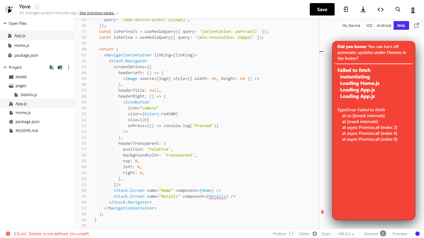 Failed to load screen using imports · Issue #9360 · expo/expo · GitHub