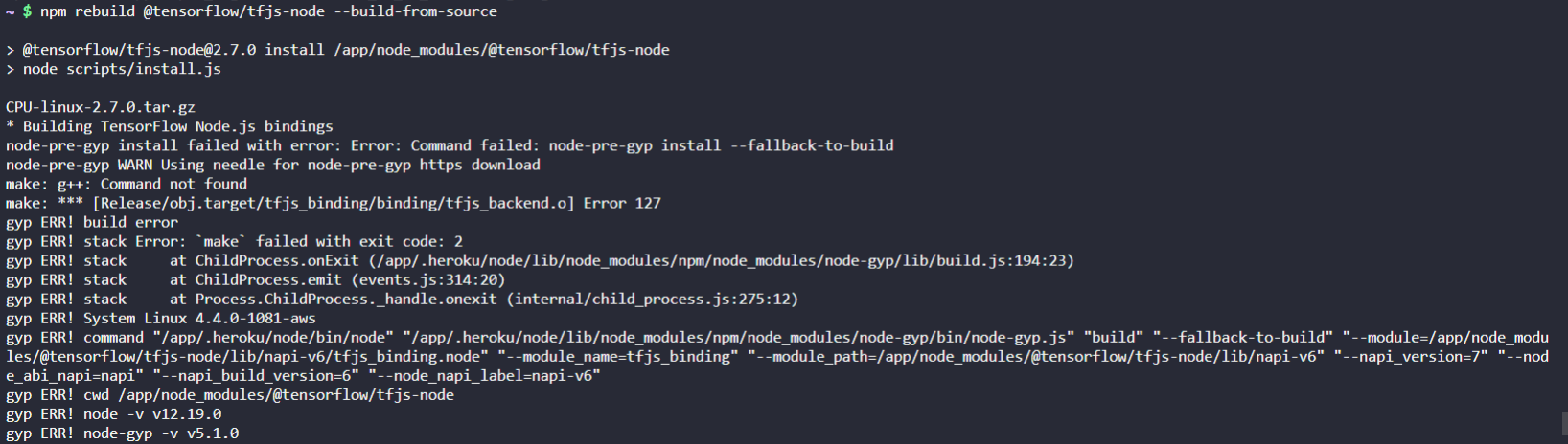 Error: The Node.js native addon module (tfjs_binding.node) can not be found at path · Issue ...
