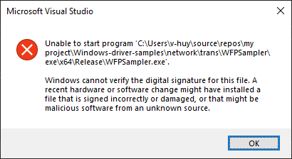 Can not run EXE project · Issue #659 · microsoft/Windows-driver-samples ...