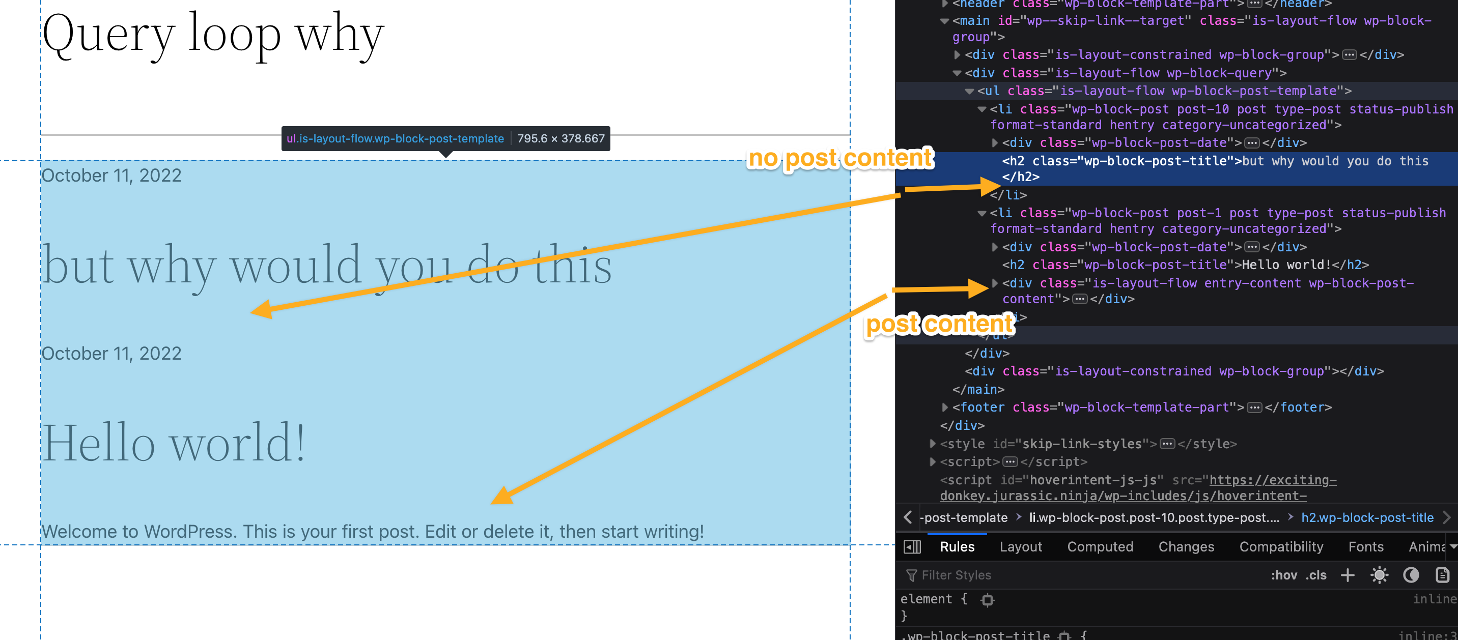 Post Content behaves inconsistently in Query Loop block · Issue #40743 · WordPress/gutenberg ...