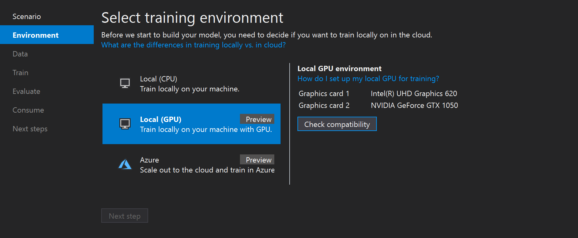 Spinner needed for GPU check compatibility · Issue #1377 · dotnet/machinelearning-modelbuilder ...