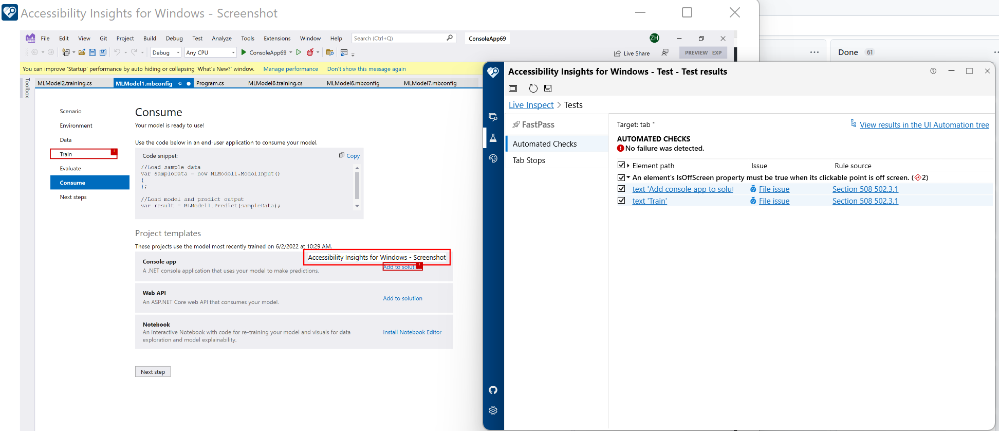 IsOffScreen in evaluate page · Issue #2154 · dotnet/machinelearning-modelbuilder · GitHub