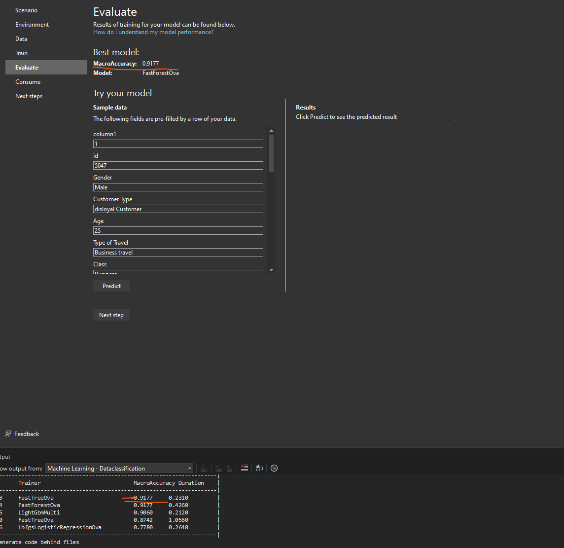 Data classification: Evaluate Metric name "MacroAccuracy" is missing on the Evaluate page ...