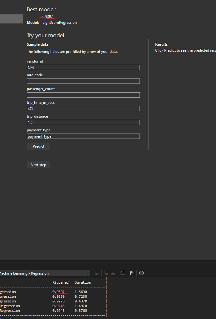 Value predication: The value for the best evaluation metric "RSquared" is wrong on the Evaluate ...