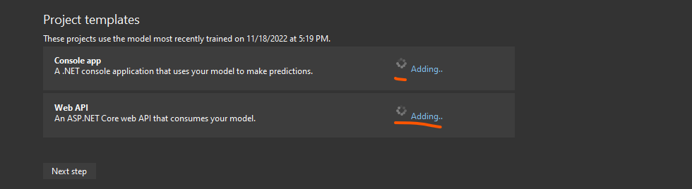 After the Add sample project fails spinners should be turned-off · Issue #2397 · dotnet ...