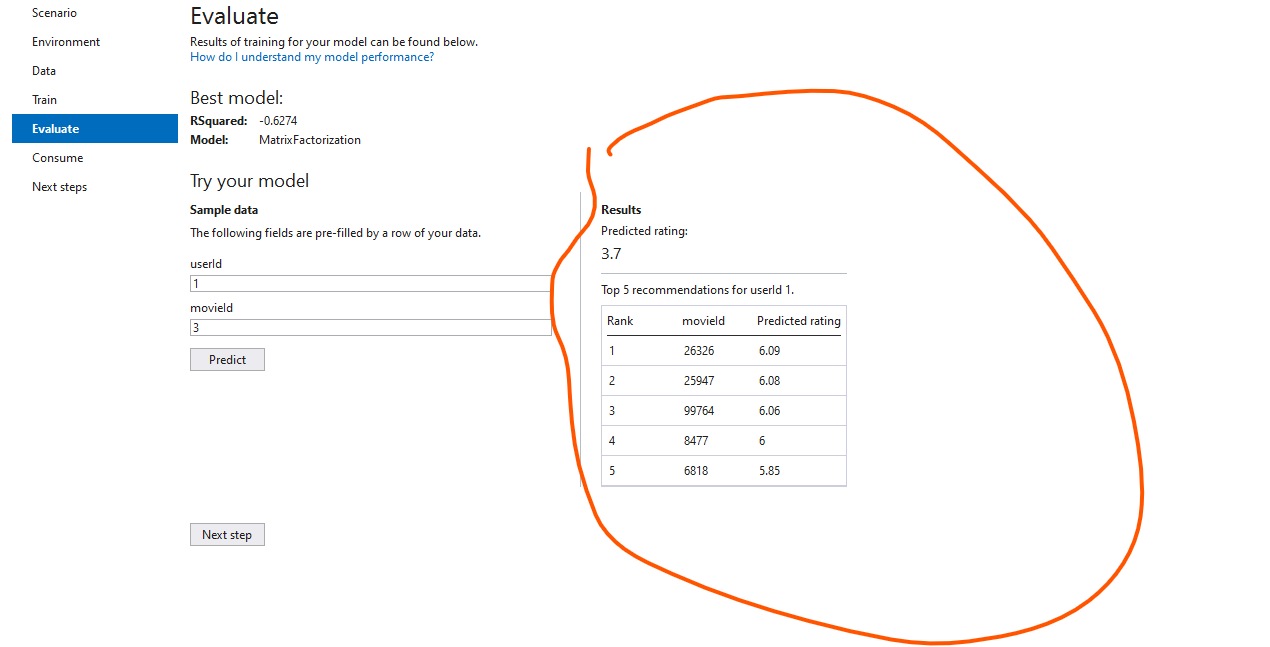 A11y_Model Builder_Evaluate_Predict_Status Messages : After pressing enter on 'Predict' button ...
