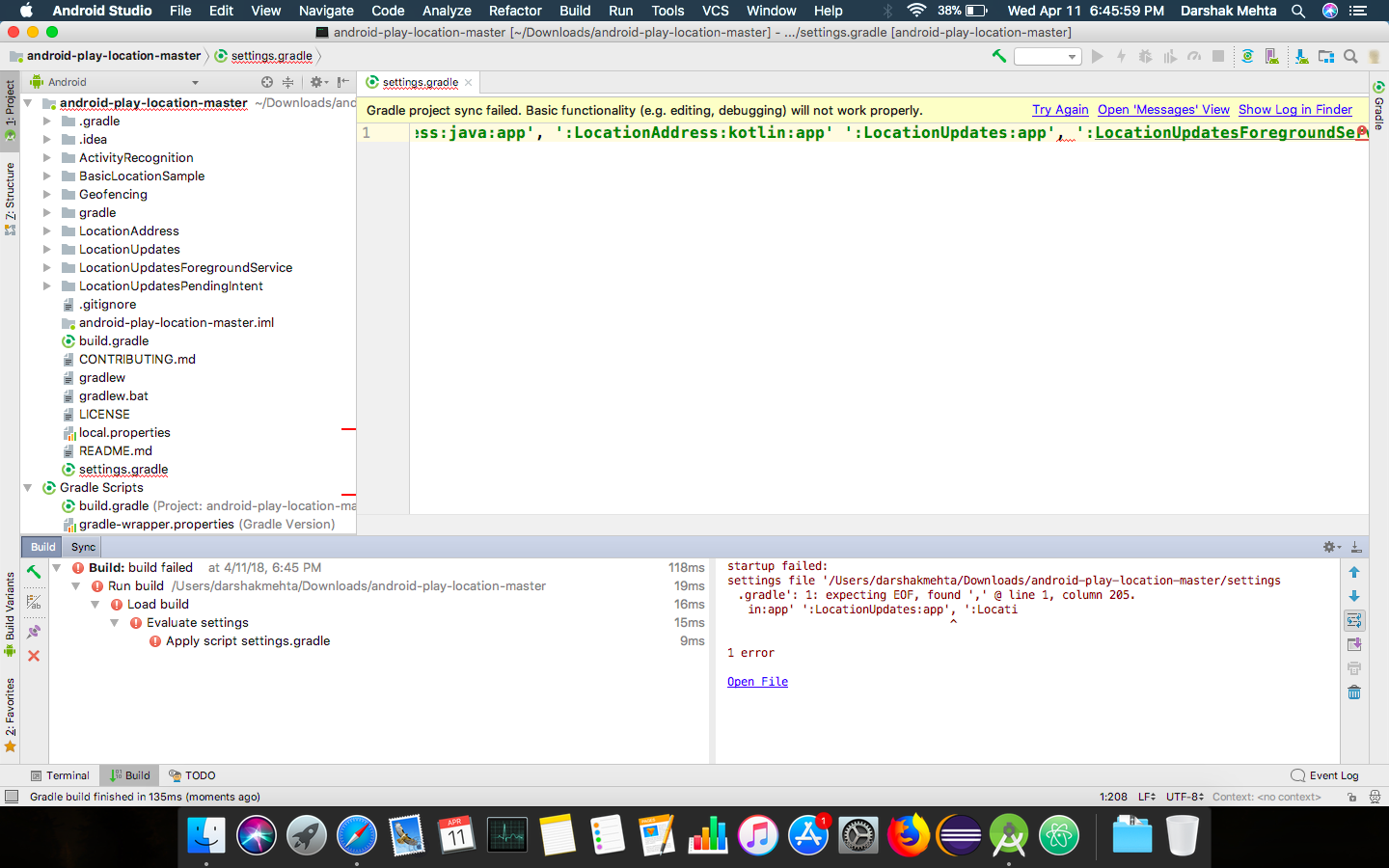 expecting EOF found , error · Issue #144 · android/location-samples ...