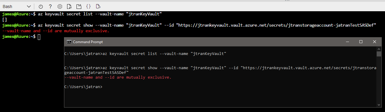 az keyvault secret list command doesn't show a shared access signature ...