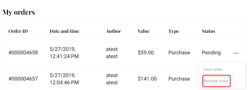 Remake order is not remaking the order - misleading behavior · Issue #2560 · vuestorefront/vue ...