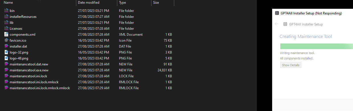 Issue: Windows installer infinite loop · Issue #1378 · nomic-ai/gpt4all · GitHub