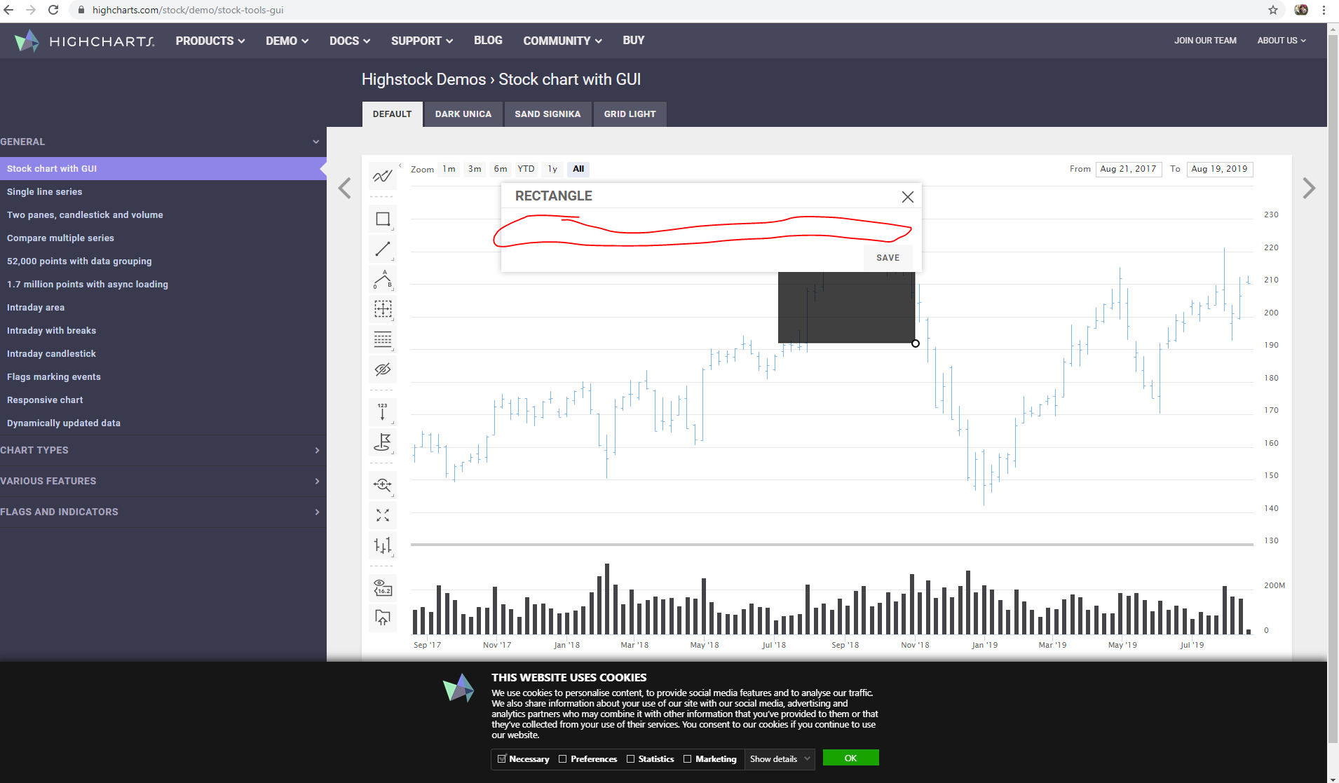 highstock annotation settings is missing with the latest release ...