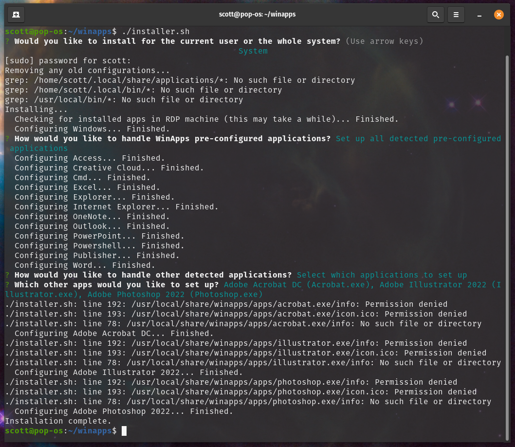 Permission denied in "other detected applications" section · Issue #298 · Fmstrat/winapps · GitHub