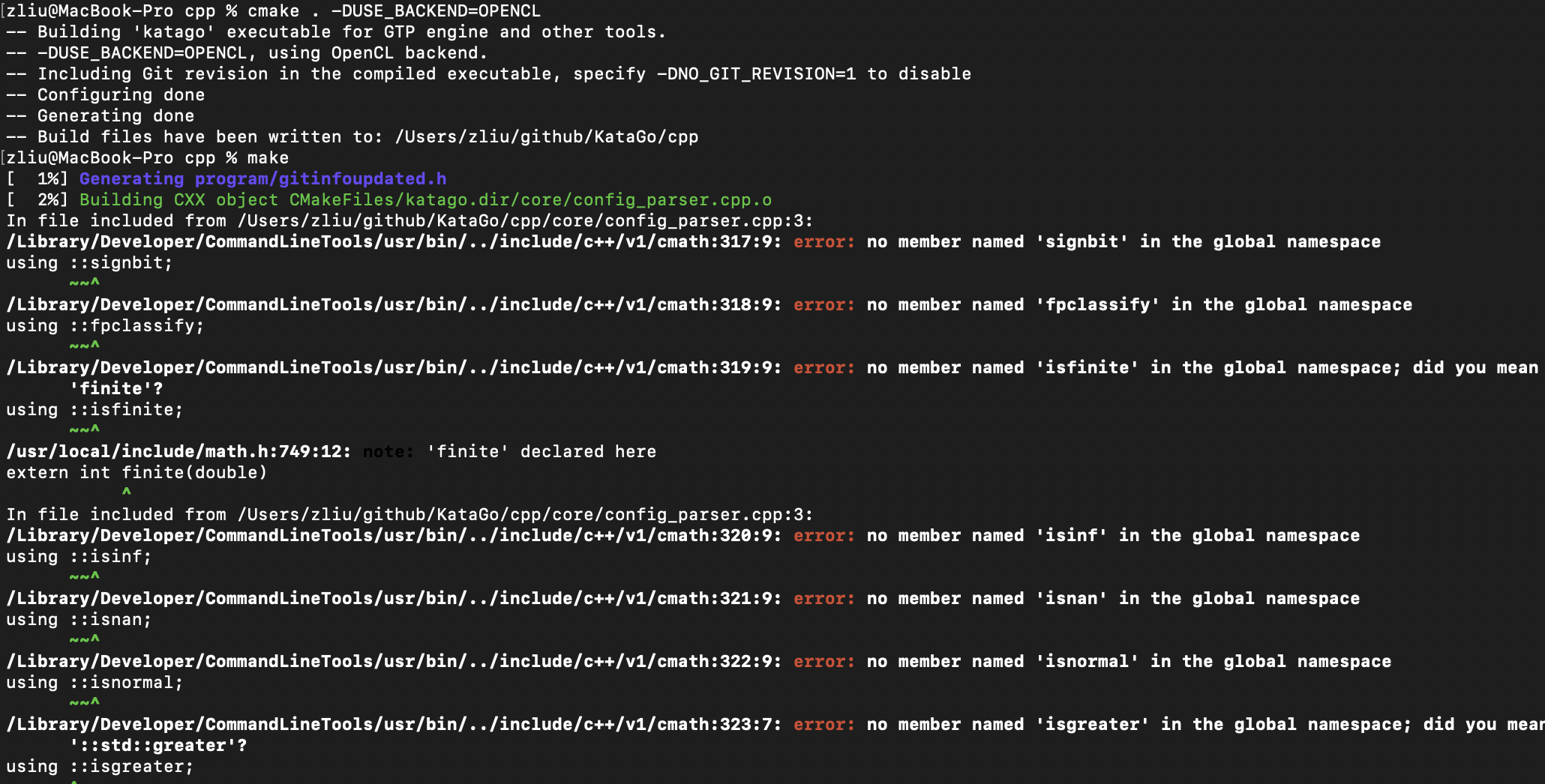 Can' compile KataGo under MacOS · Issue #397 · lightvector/KataGo · GitHub