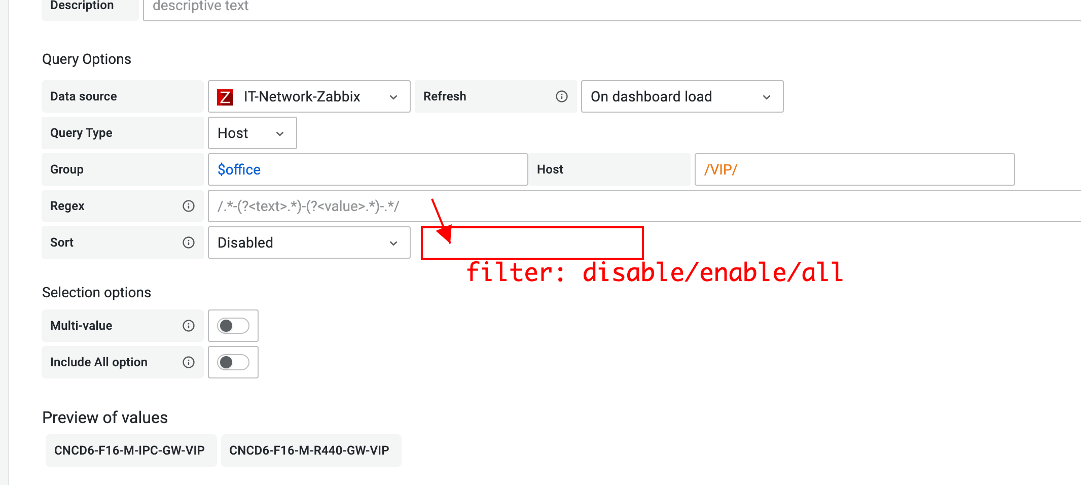 Add A Option Button In Query Options For Query Type Host To Filter Host That Was Not Disabled