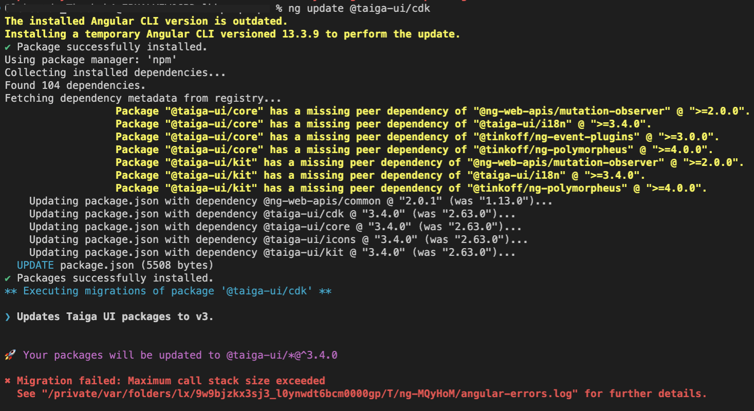 🐞 Ng Update Taiga Uicdk Or Ng Update Taiga Uicdk Migrate Only Throw Maximum Call Stack 