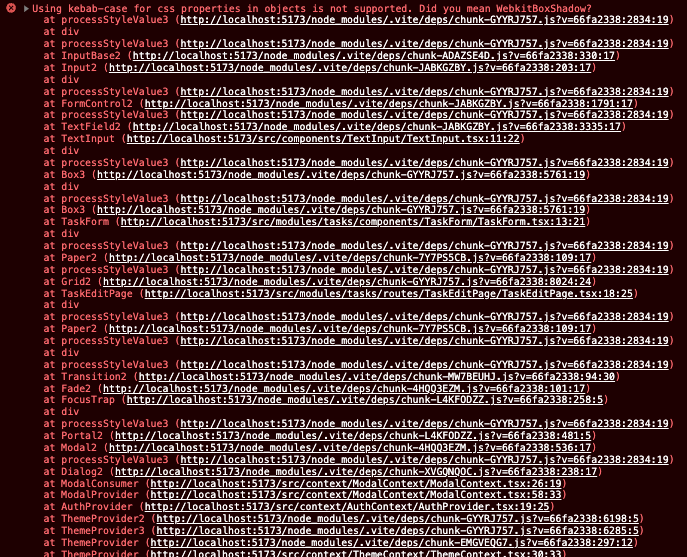 Kebab-case console error when using TextField with variant 'standard ...