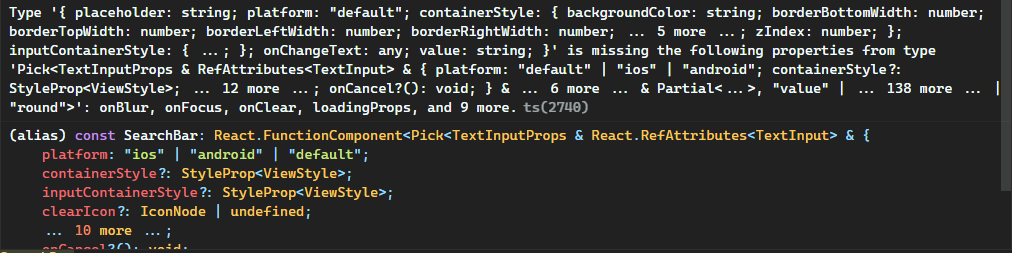 Searchbar Typescript Types Are Broken · Issue 3089 · React Native