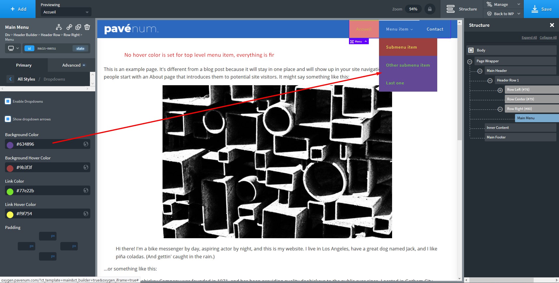 Dropdown background color is inherited from top level menu item hover color · Issue #558 ...
