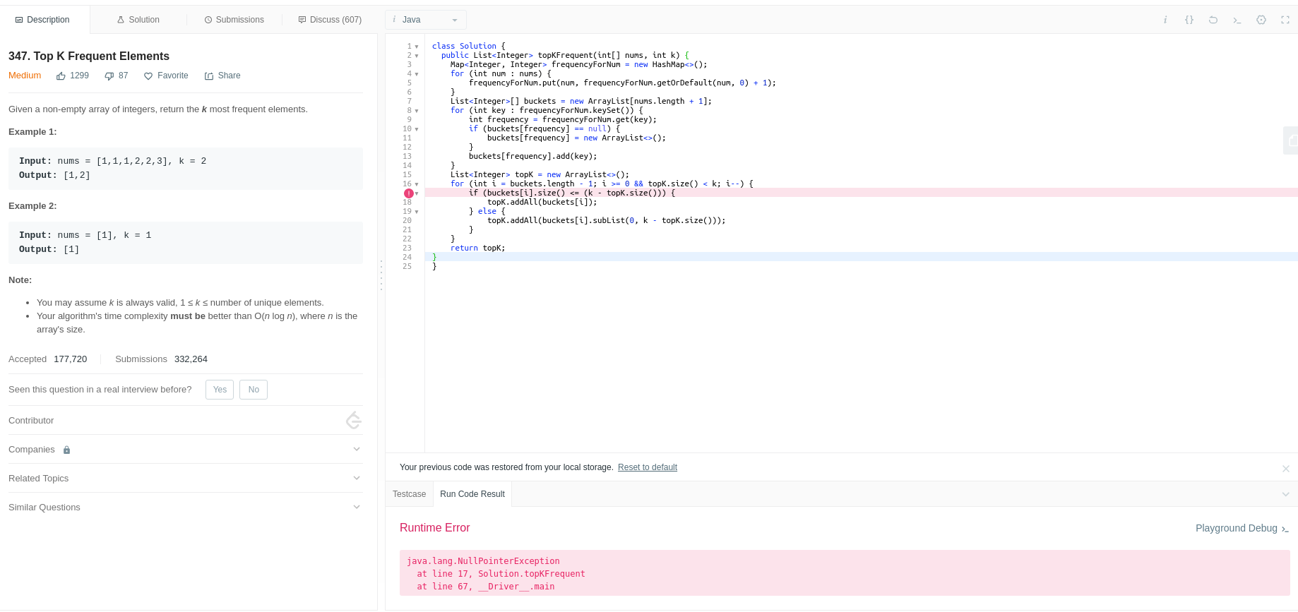 桶排序 出现频率最多的 k 个数 java.lang.NullPointerException · Issue #592 · CyC2018 ...