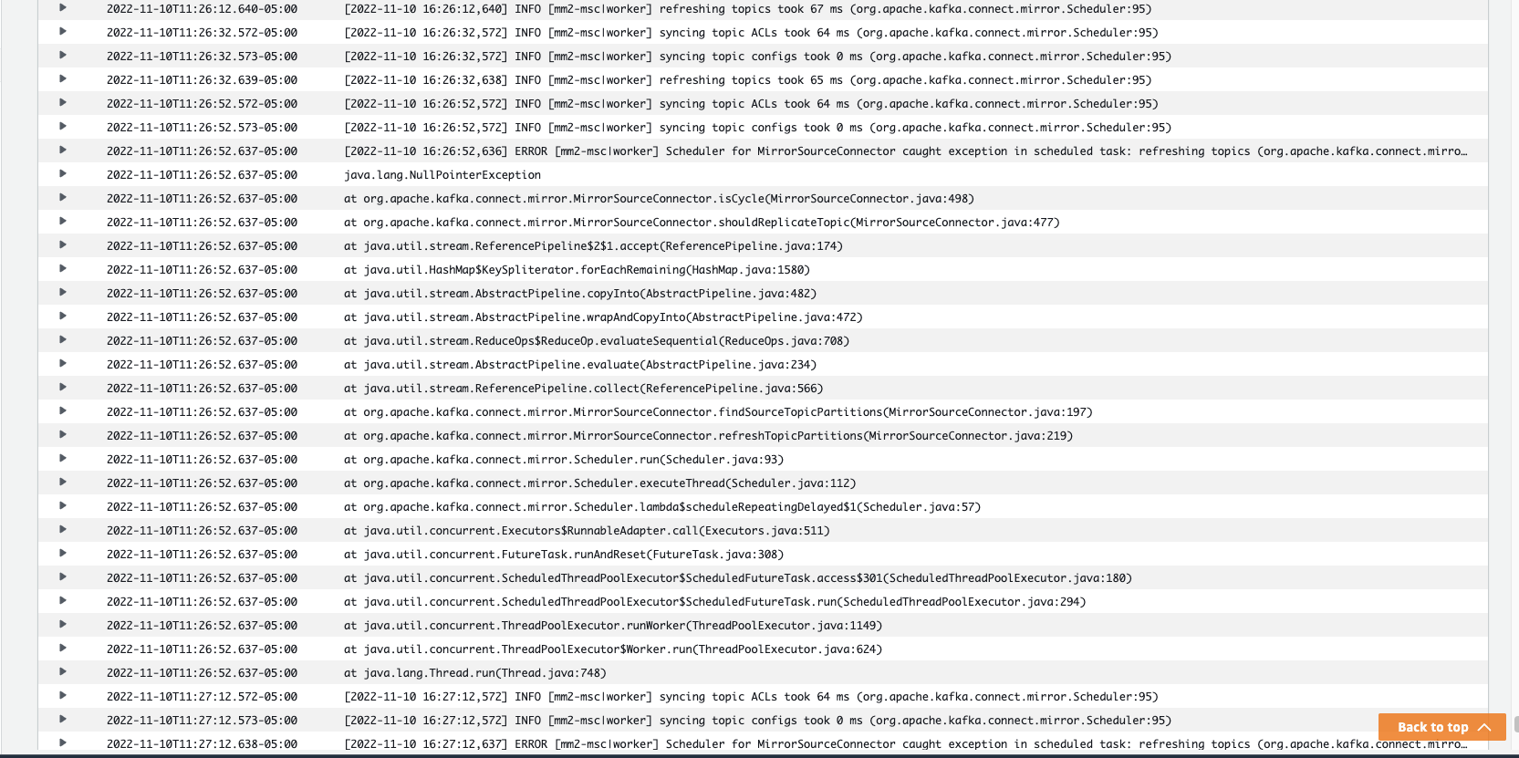 java.lang.NullPointerException when using customMM2Replication Policy ... java.lang.NullPointerException when using customMM2Replication Policy ...