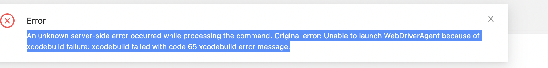 Unable to launch WebDriverAgent because of xcodebuild failure: xcodebuild failed with code 65 ...