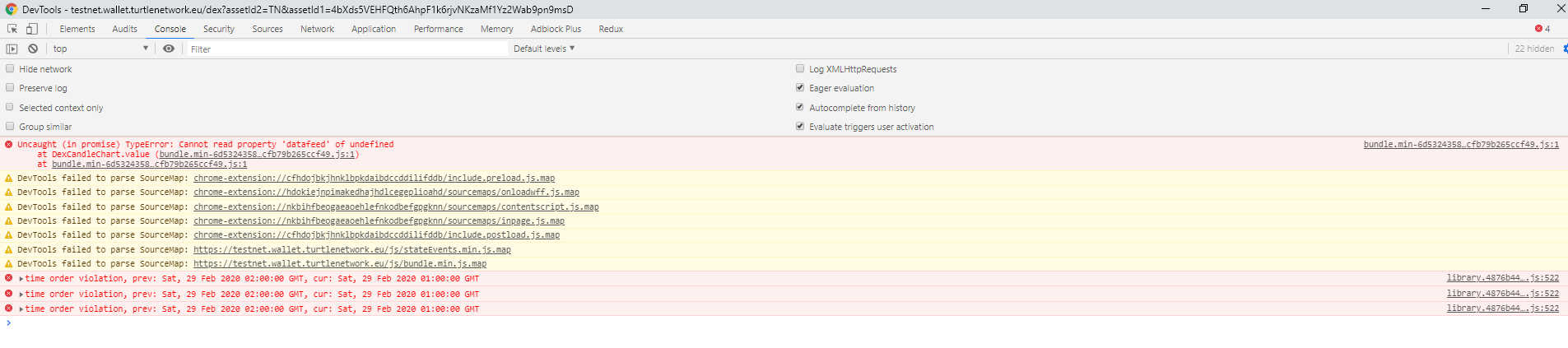 [BUG] DEX - Trading view throws "time order violation errors" · Issue #36 · TurtleNetwork ...