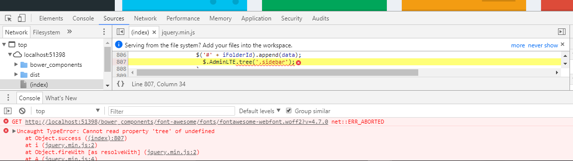 Error $.AdminLTE undefined · Issue #1820 · ColorlibHQ/AdminLTE · GitHub