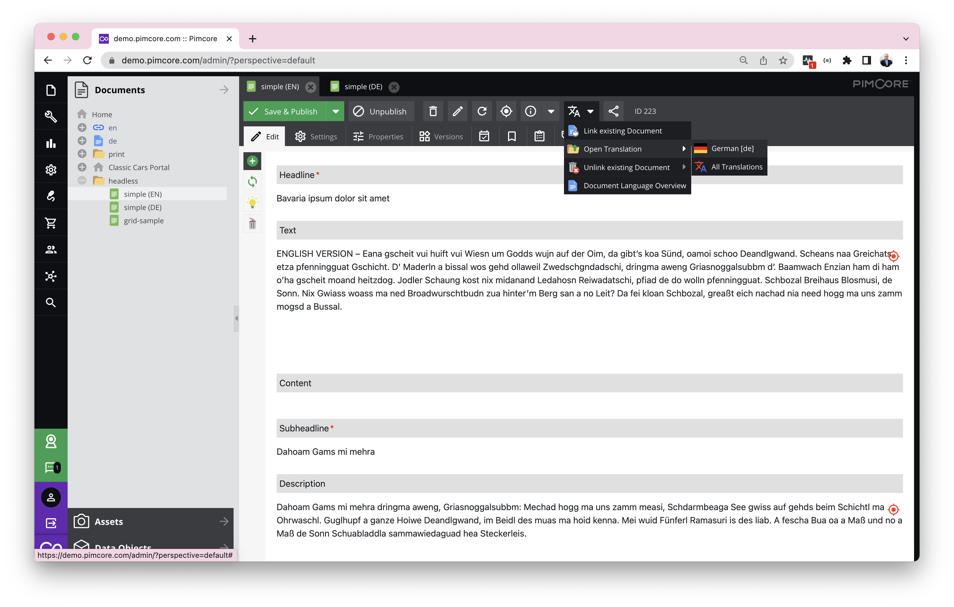 Translations with Headless Documents · pimcore · Discussion #12021 · GitHub