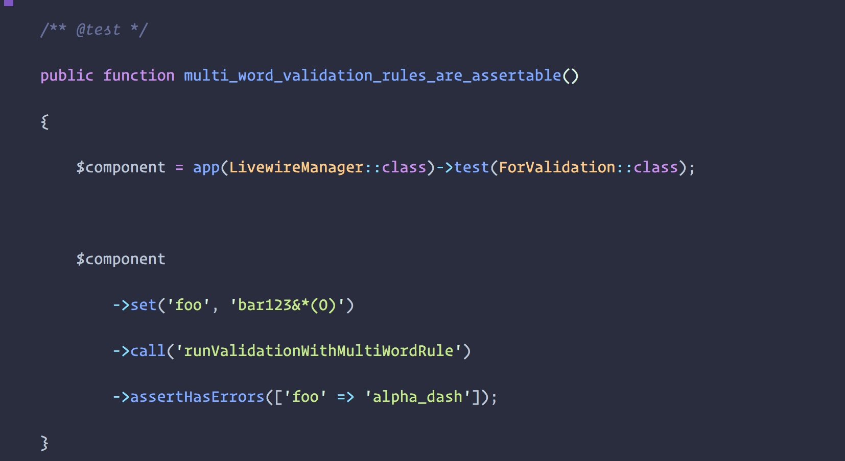 Test validation with assertHasErrors fails when using more than one key ...