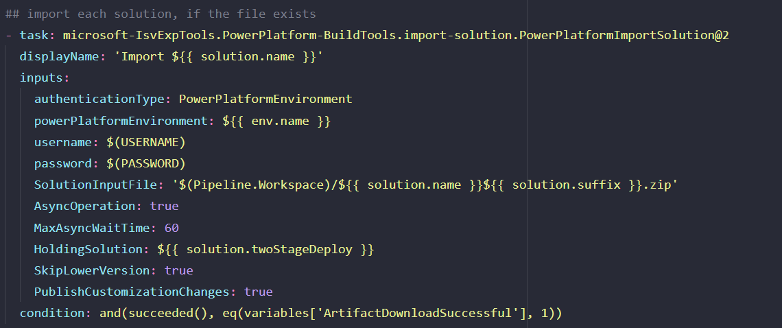 Import solution with the flag SkipLowerVersion set true, where solution isn't present in the ...