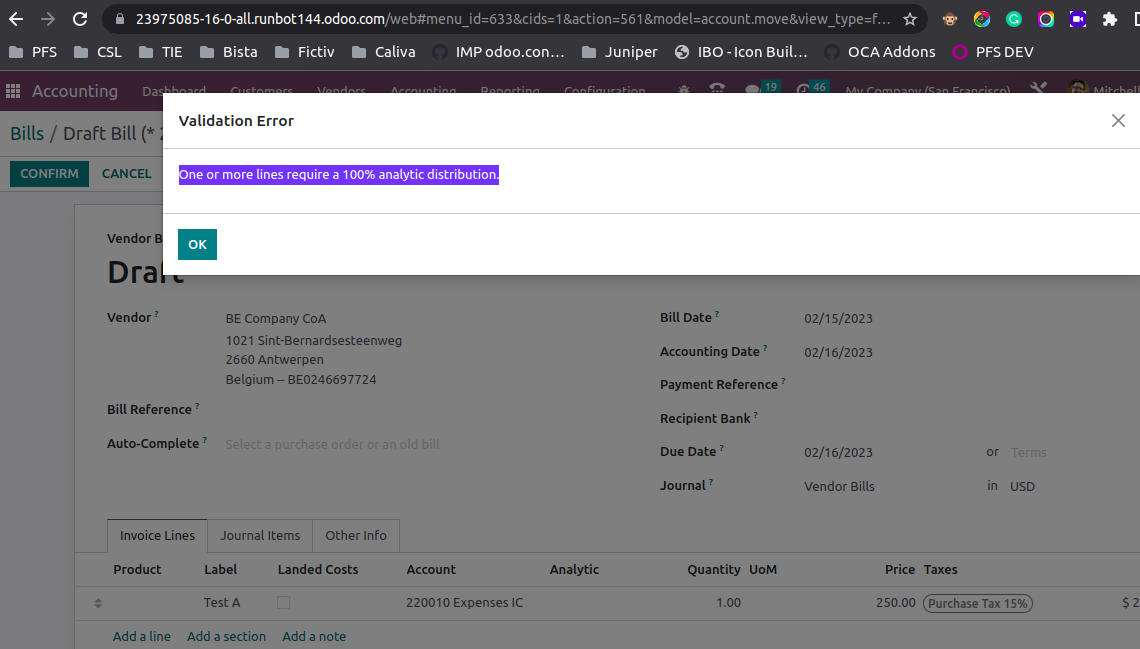 [16.0][CRITICAL][Analysic Account ISSUE]: Un-necessary "Mandatory/Hard" warning for " analytic ...