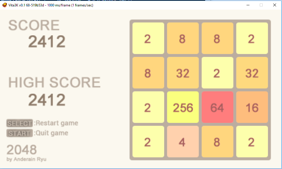 2048 [DEFD20485] · Issue #130 · Vita3K/homebrew-compatibility · GitHub