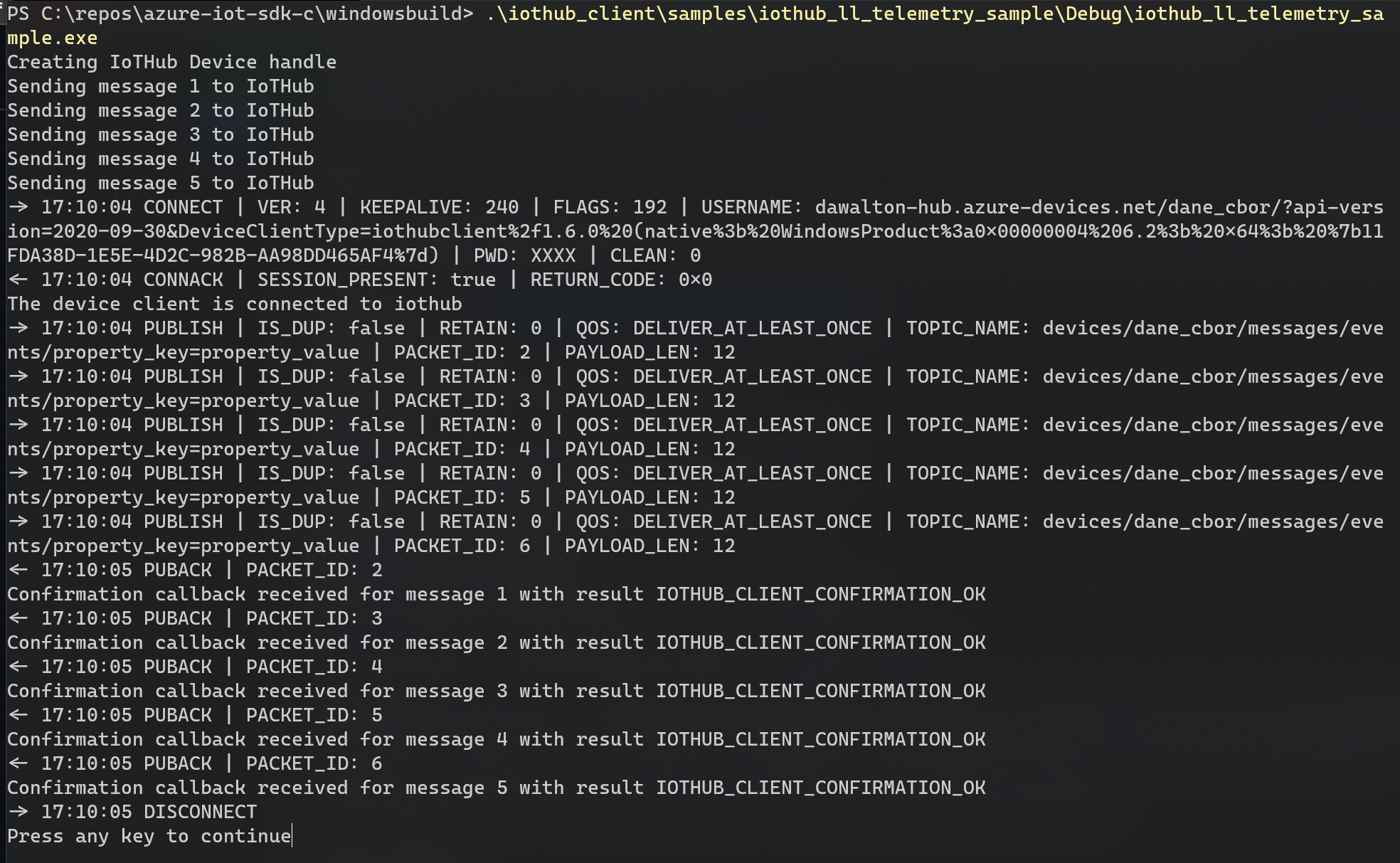 iothub_ll_telemetry-sample: Failure: sending socket failed and failure opening connection to ...